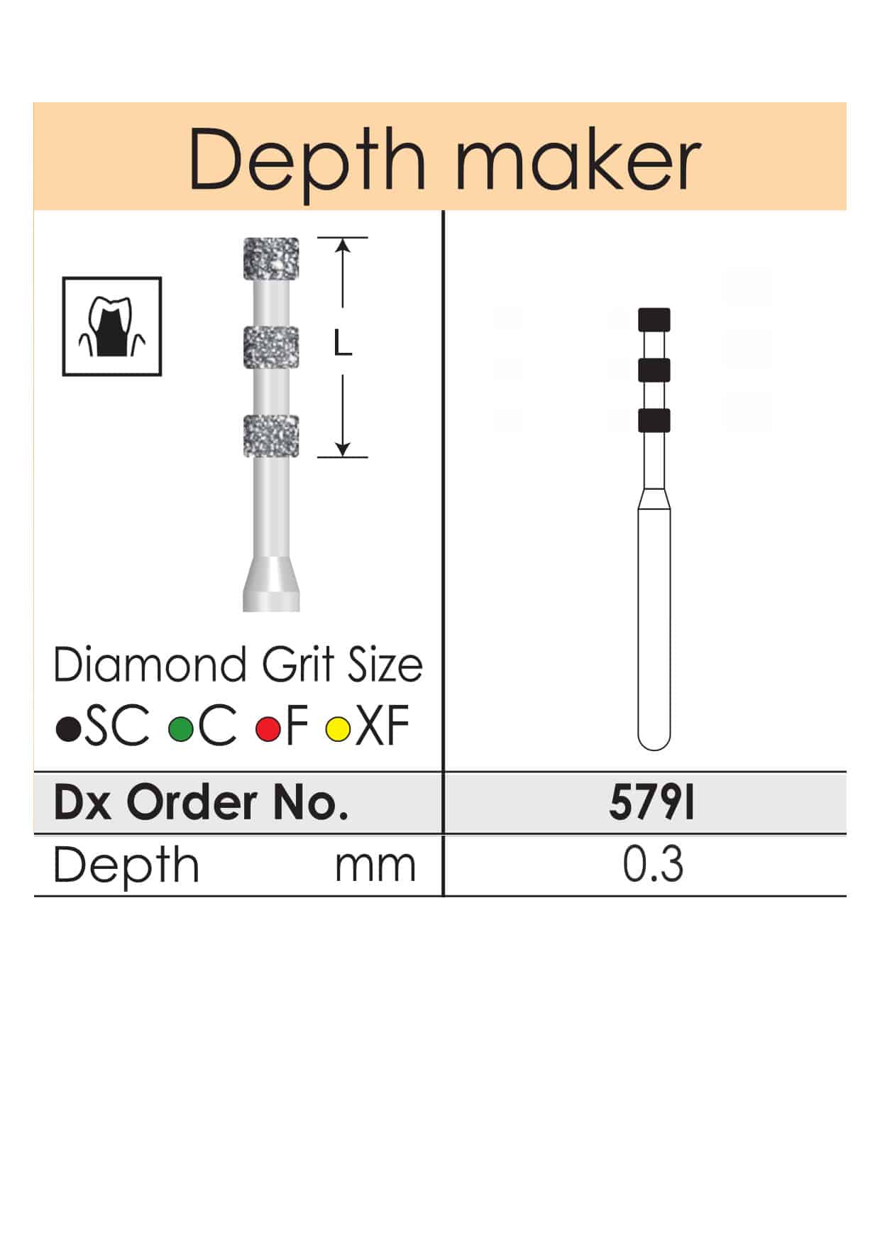 Dentex Diamond Burs #579I- Depth Guide - New Citizens Dental Supply and ...